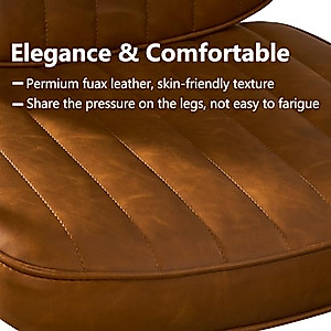 Arts wish Mid Century Office Chair Leather Desk Chair Brown Office Desk Chair Home Office Chair with Wheels and Arms