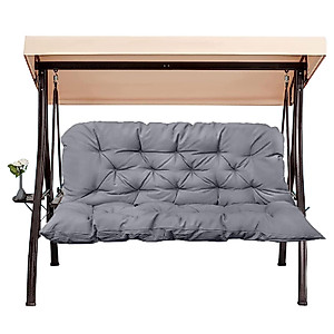 Outdoor/Indoor Swing Replacement Cushion, 2 or 3 Seats Bench Cushions with Backrest, Thicken 4" Recliner Seat Pad for Garden/Patio, Waterproof Premium Tufted Cushion with Ties(Light Grey-40x40x4in)