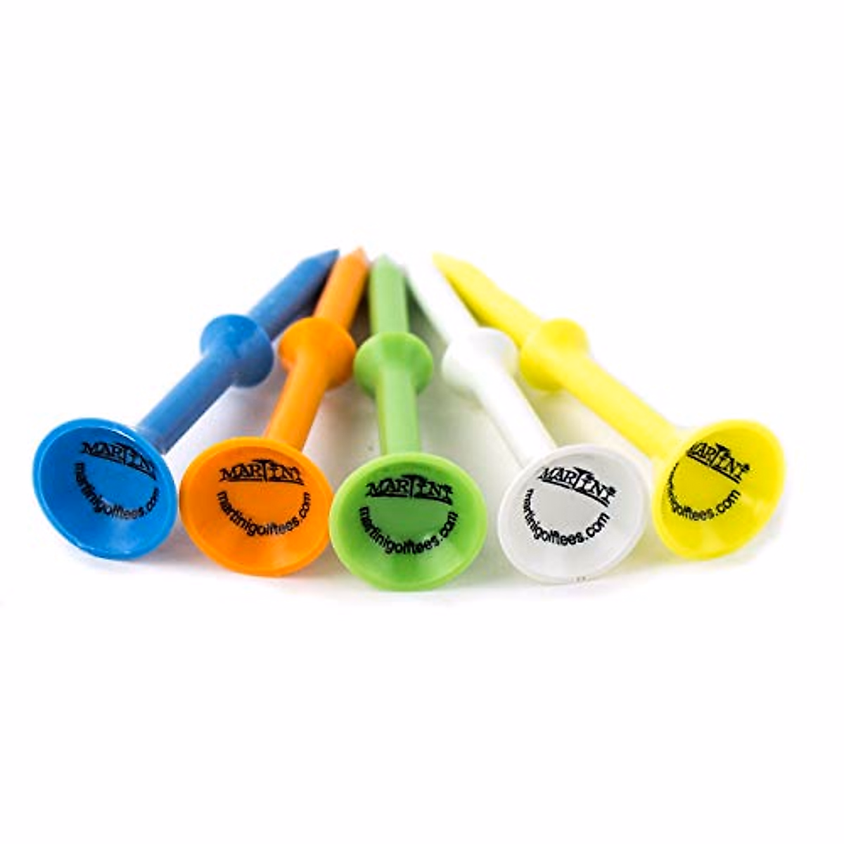 Martini Golf Tees DMT007 Durable Plastic Step-UP Tees (5 Pack), Assorted Colors, 3.25"