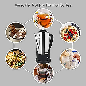 Elite Gourmet EC812 Electric Coffee Percolator with Keep Warm, Clear Brew Progress Knob Cool-Touch Handle Cord-less Serve, 12-Cup, Stainless Steel