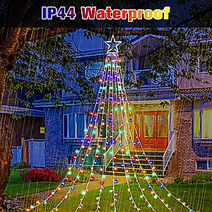 Outdoor Christmas Decorations Star String Lights, 320 LED 11.5 ft Waterfall Tree Lights with 8 Lighting Modes Christmas Star Lights for Indoor Outdoor Yard Home Festival Party Xmas New Year Decor