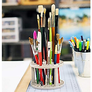 Creative Mark Brush Crate Brush Storage Holder - Brush Crate for Painting, Artists, Drying, & More! - Beige