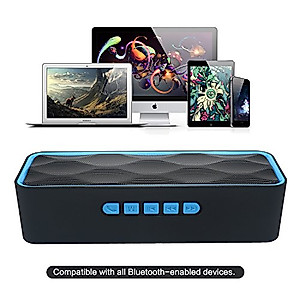 Totola Wireless Bluetooth Speaker with AUX/USB/TF Card Slot,Outdoor Portable Stereo Speaker with HD Audio,Enhanced Bass, Dual-Driver,Handsfree Calling, FM Radio Speaker for Travel,Party (Blue)