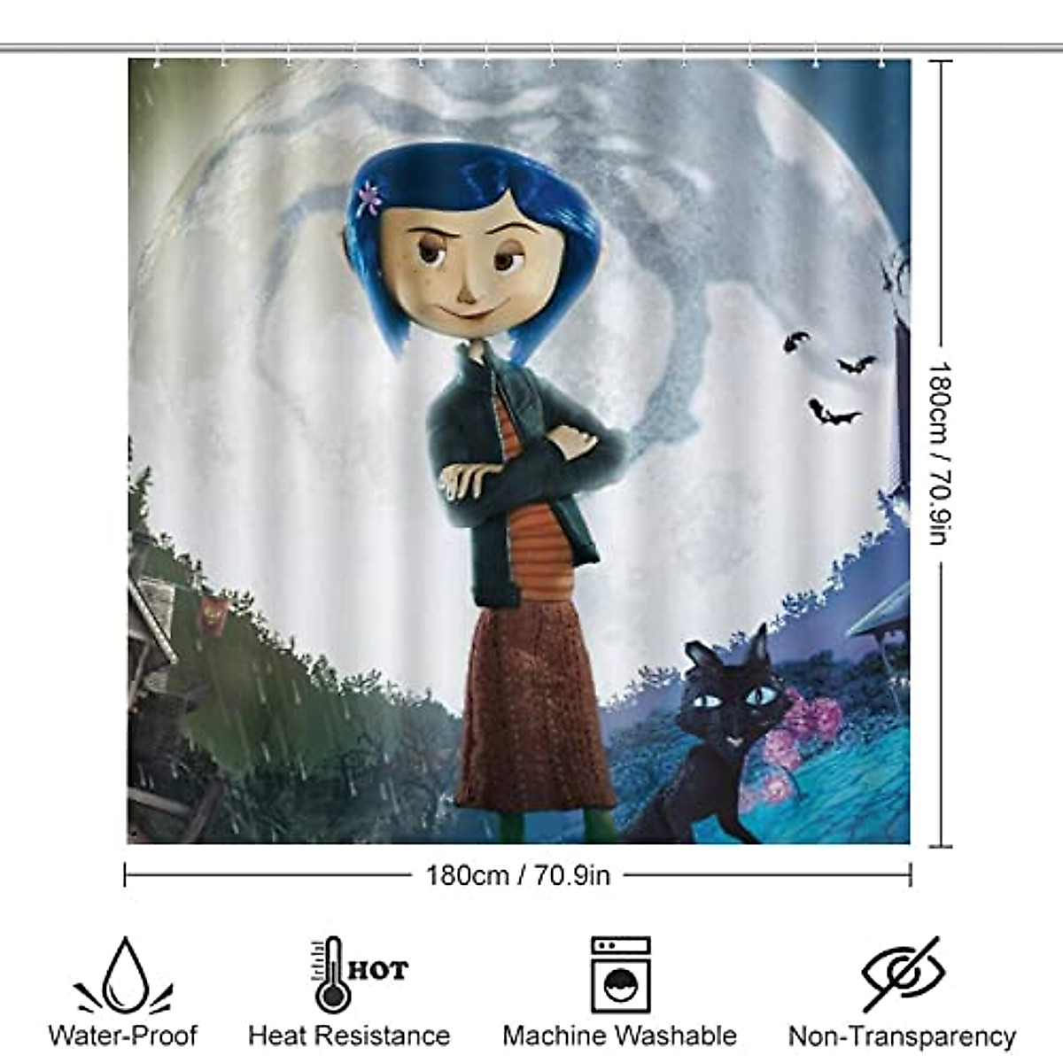 Woodyotime Co.ra.line Shower Curtain Sets 4 Piece Bathroom Set Shower Curtain Non-Slip Rugs Toilet Lid Cover Bath Mat Bathroom Decor