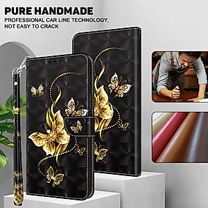 ALILANG Phone Case for Oppo A96 5G (Oppo Reno 7Z) /OnePlus Nord N20 5G Case, Magnetic Stand Flip PU Leather Cover with Card Holder Protective Shockproof for Oppo A96 5G Wallet Case-Golden Butterfly
