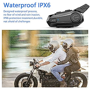 Wipeeyes Motorcycle Headset E1 Helmet Intercom Headset with CVC Noise Cancellation Stereo Music IPX6 Waterproof for Full face Helmet