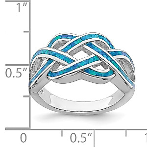 IceCarats 925 Sterling Silver Lab Grown Created Blue Opal Celtic Love Knot Ring Size 8