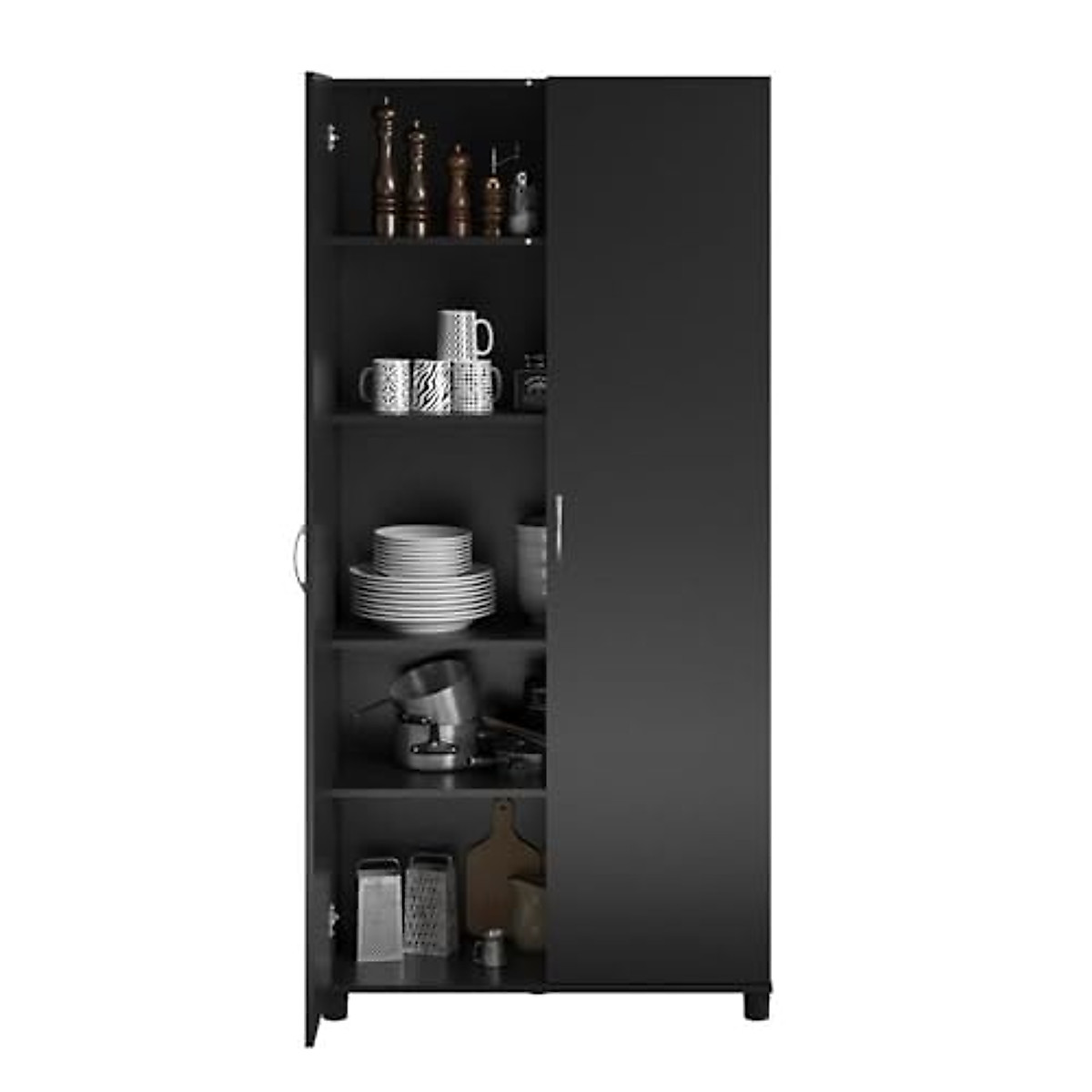 Pemberly Row Transitional 36" Utility Storage Cabinet in Black