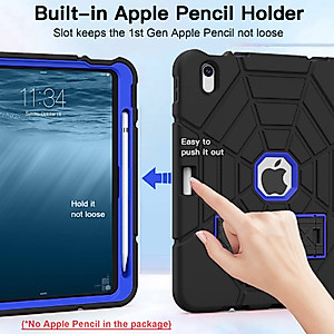 Grifobes Kids Case for iPad 10th Generation Case, for 2022 10.9 inch iPad 10 th Generation Case with Pnecil Holder & Stand, Heavy Duty Shockproof Rugged 10.9" 10 Gen Cover for Kids Boy (Black+Blue)