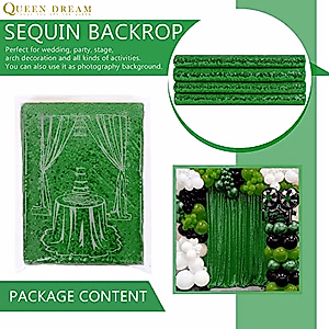 Green Sequin Backdrop Curtains 2 Panels 2FTx8FT Christmas Party Backdrop Glitter Birthday Bridal Wedding Curtains Sparkle Photo Backdrop