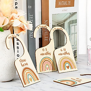 7 Pieces Rainbow Baby Closet Dividers Boho Nursery Closet Organizer Wooden Newborn Wardrobe Divider Kids Clothes Divider to Arrange Clothes with Separator by Size or Age for Baby Shower 0-24 Months