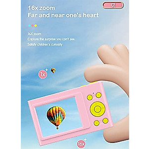 Kids Camera Vlogging Camera Video Digital DV Camera MP3 for Boys Girls Mini Gift 16x Zoom Photography (No Card,Pink)