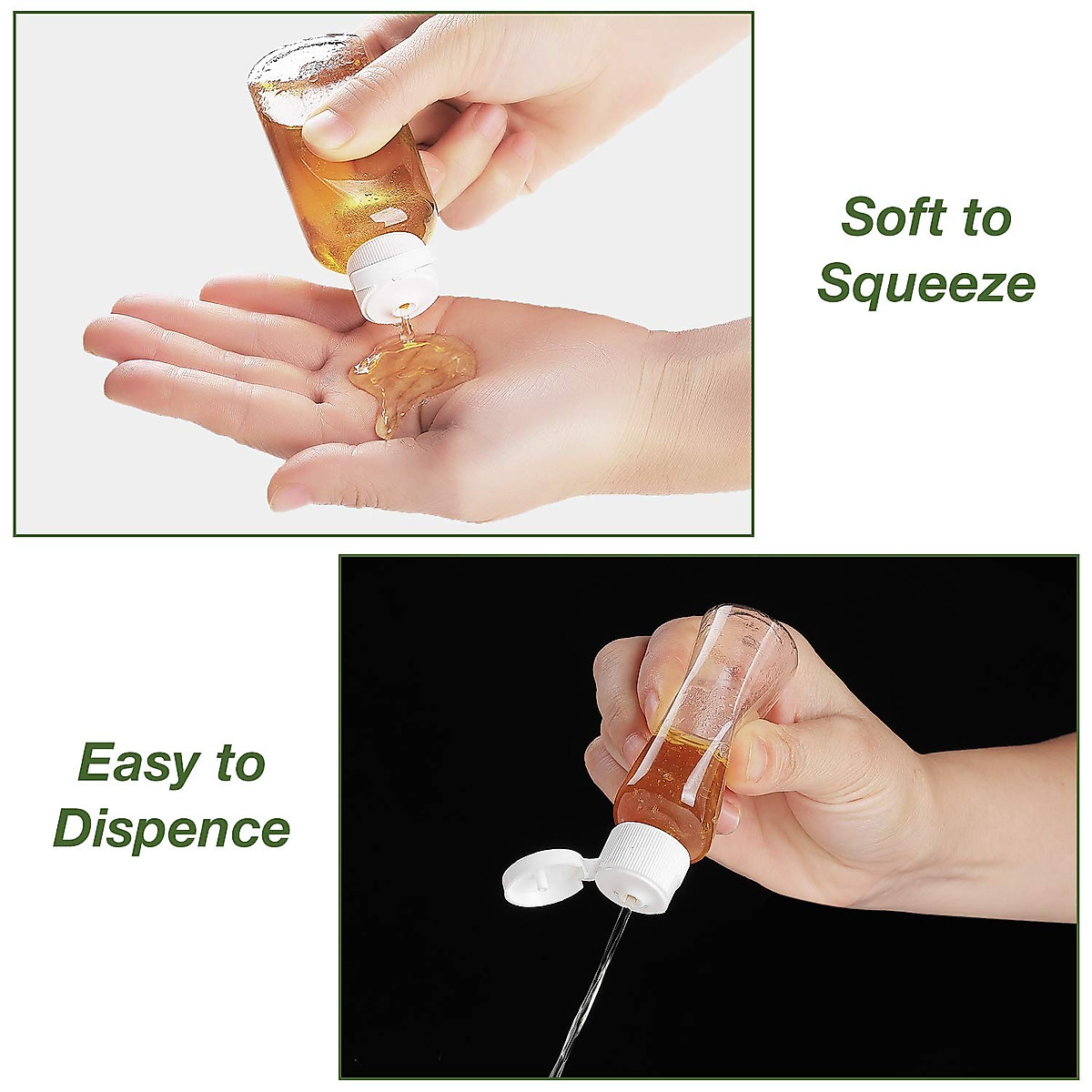 50ML Plastic Empty Bottles Clear Travel Containers Travel Size Bottles with Flip Cap, HDPE Squeezable Refillable Toiletry/Cosmetic Bottles - Set of 25 - Oval Design (clear)