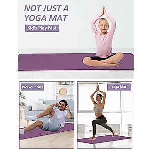 innhom Women 1/3 inch Thick Yoga Mat for Men Exercise Mat Workout Mat for Yoga Pilates Home Gym Non Slip with Carrying Strap, Dark Purple/Pink