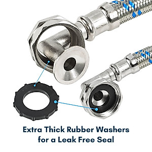 LONG Steam Dryer Hose Install Kit (12 FT) - OCTAGON Connections for Easy & Secure Tightening - Universal Fit to All Steam Dryers - Stainless Steel - Burst Proof Steam Dryer Water Line