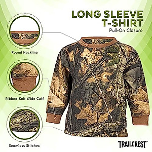 TrailCrest by Treel Infant - Toddler Cotton Camo Long Sleeve T-Shirt and Long Pants Set, 2T, Camo