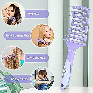 Hair Brush, Curved Vented Brush Faster Blow Drying, Professional Detangling Hair Brushes for Women Men Kids, Paddle Detangler Brush for Wet Dry Curly Thick Straight Hair