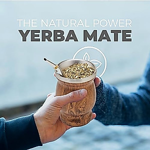 BALIBETOV Stainless Steel Double-Wall Mate Cup And Bombilla Set - Yerba Mate set Includes One Yerba Mate Cup, 2 Bombillas Mate (Straw) & Brush - Easy to Clean (Wood)