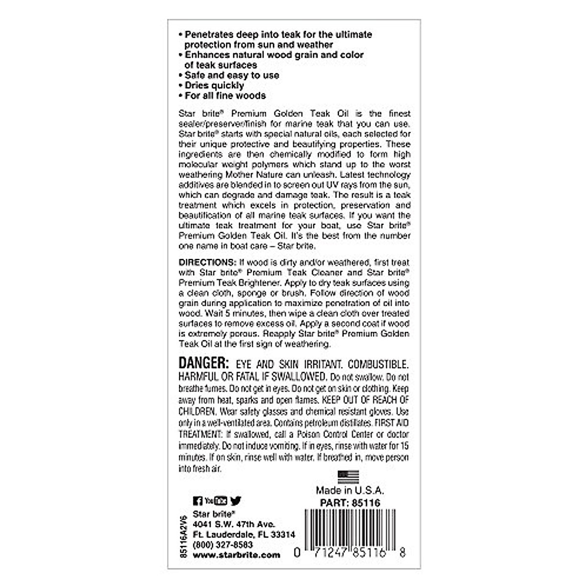 STAR BRITE Premium Golden Teak Oil - Ultimate Sealer, Preserver & Finish for Outdoor Teak & Fine Woods - Ideal for Boats, Furniture, Shower Stools - 16 Ounce (085116)