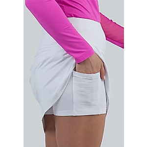 IBKUL Athleisure Wear Sun Protective UPF 50+ Icefil Cooling Tech Faux-Wrap 17 ¼” Skort with Back Pockets 26000 Navy Solid M