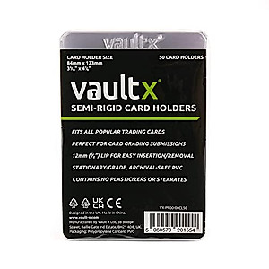 Vault X Wide-Fit Semi-Rigid Card Holders for Trading Cards & Sports Card Grading submissions (50 Pack)