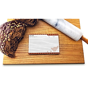 50 Pack 4x6 Double Sided Recipe Cards | Vintage Rustic Retro Plaid Farm Chicken Design | Large Thick Easy-Write Card Stock | Wedding Bridal Shower Gift 4 x 6