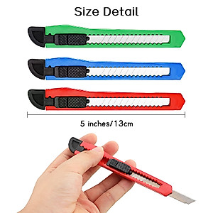 Honoson Box Cutters Bulk 9mm Utility Knife Retractable Blades Knifes Small Plastic Compact 3 Colors with Sliding Lock Tools for Heavy Duty Office Home Arts Crafts Hobby(30 Pieces)