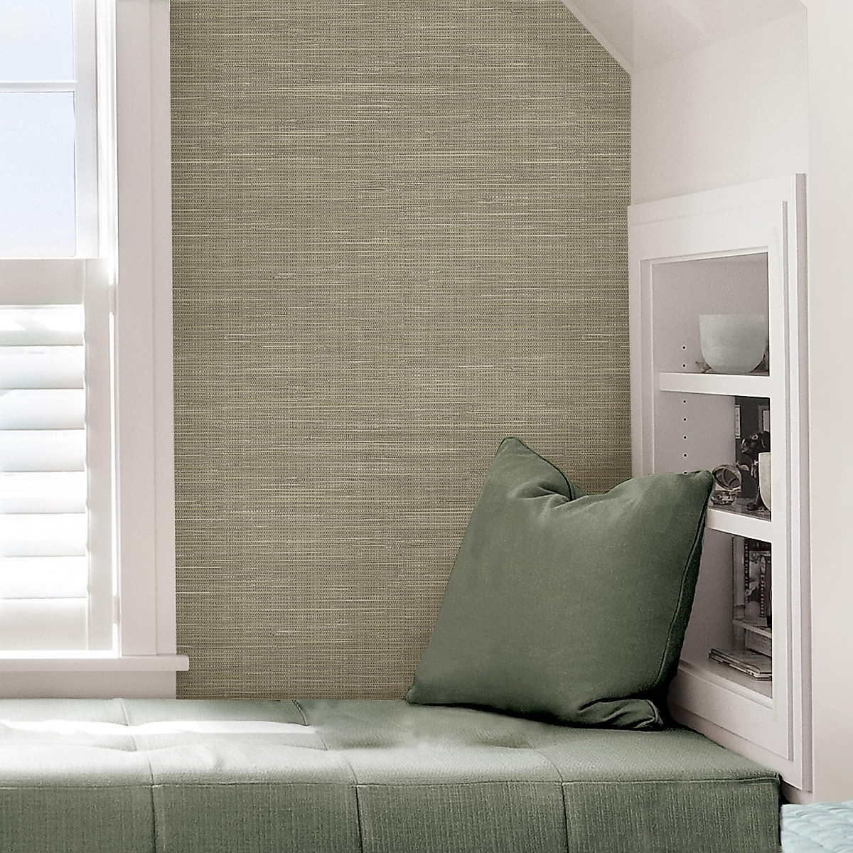 NuWallpaper NUS2215 Wheat Grasscloth Peel & Stick Wallpaper, Neutral
