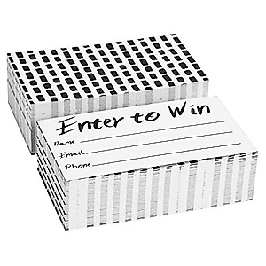 200-Pack Enter to Win Cards, 3.5x2 White Entry Form Raffle Tickets Slips for Fairs, Contests, Ballots, Carnivals, Drawings, Auction Events, Prize Games, Fundraisers