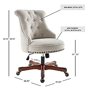 Linon The Talia Beige Adjustable Seat Height Office Chair