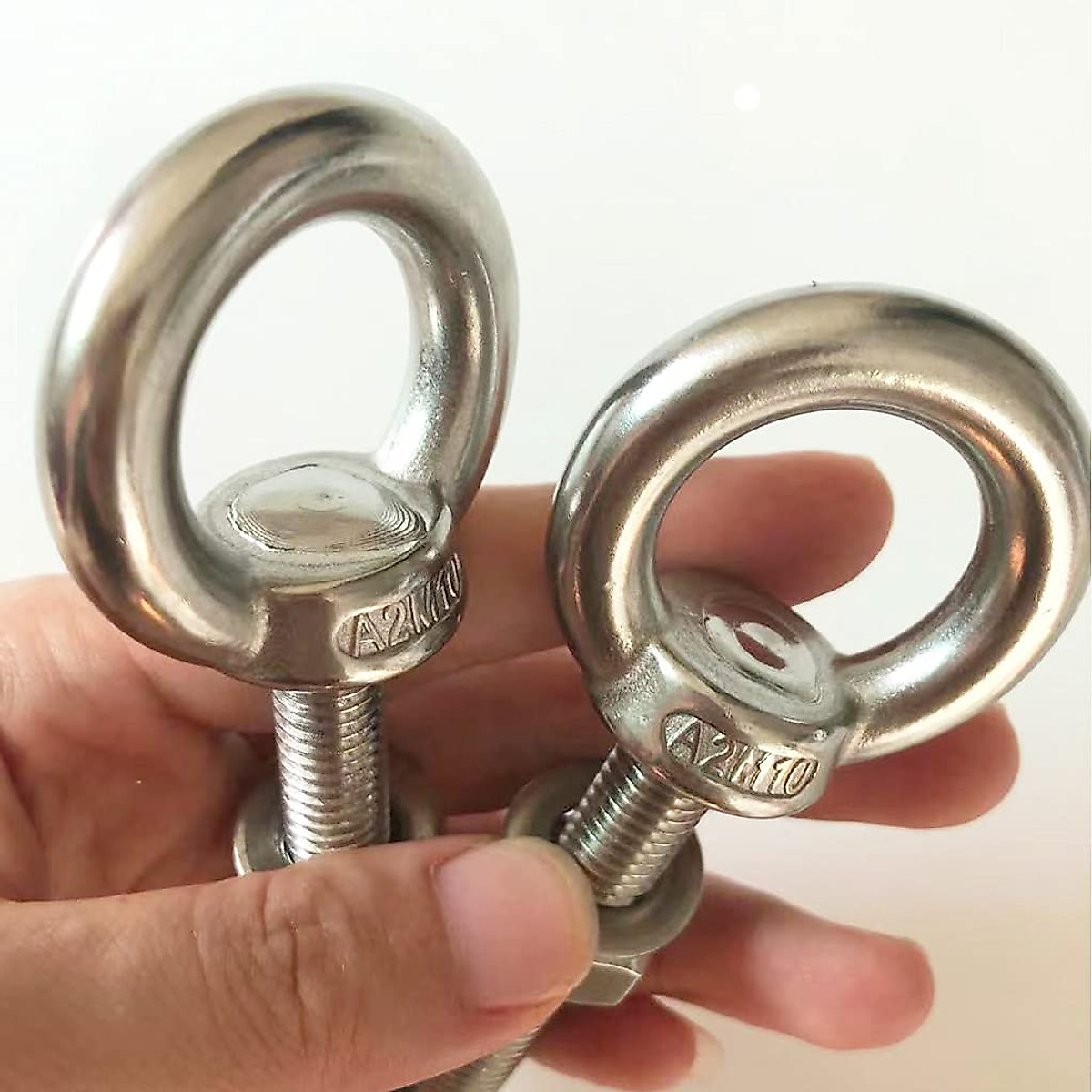 HYXXYY Stainless Steel Eye Bolt, 2pack M10 Shoulder Eye Bolts 3/8" X 2.75"with Nuts and Washer Thread Lifting Ring Eyebolt