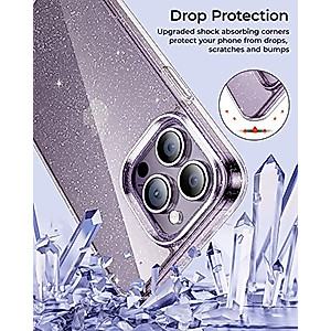 BENKS Designed for iPhone 14 Pro Max Case for Women Girls, Crystal Glitter Shockproof & Anti-Scratch Full Protection [Not Yellowing] Back Cover for iPhone 14 Pro Max (6.7”)