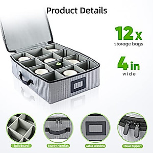 China Dinnerware Storage Organizer Set with Cup and Mug Storage, Stackable Coffee Cup Storage Organizer for a Set of 12, Hard Shell and Stackable Fully-Padded Inside with Sturdy Construction