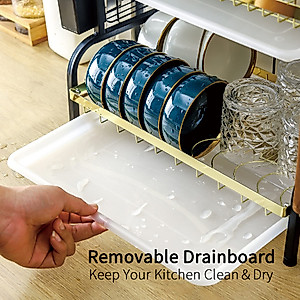 BETTWILL Dish Drying Rack – Carbon Steel Dish Racks for Kitchen Counter – 2 Tier Dish Drying Rack with 2 Drainer Trays,Kitchen Organizer