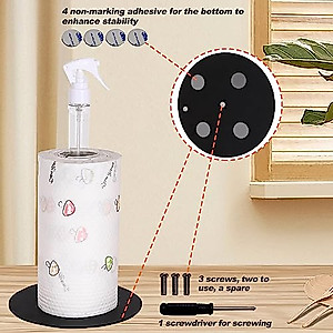 Paper Towel Holder with Spray Bottle, Stainless Steel Countertop Paper Towel Holder Stand with Sprayer Inside Center One-Handed Operation Kitchen Papertowels Roller with Non Slip Weighted Base