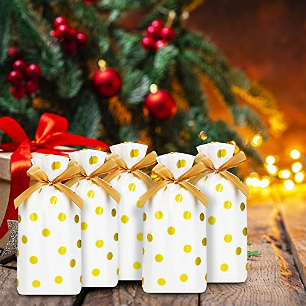 Hongyitime 50 PCS Candy Bag Treat Bags Candy Goodies Plastic Drawstring Gift Bags Treat Bags for Birthday Party Snack Wrapping Wedding Gift Party Favor