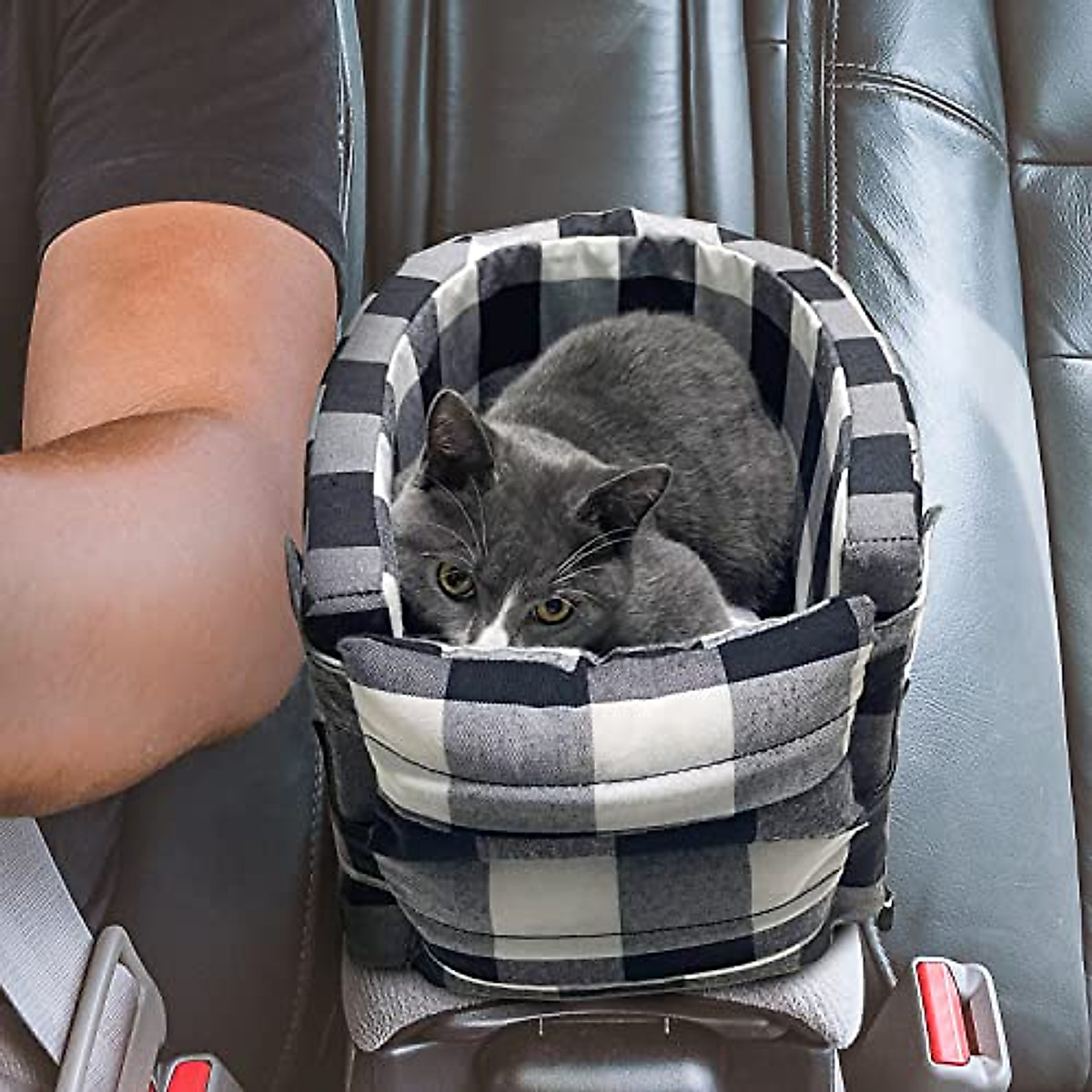 Liplove Dog Car Seat for Small Dogs, Center Console Dog Seat, Washable Dog Booster Seat, Car Seat Travel Bag for Small Cats & Dogs, Soft & Breathable Pet Car Seat