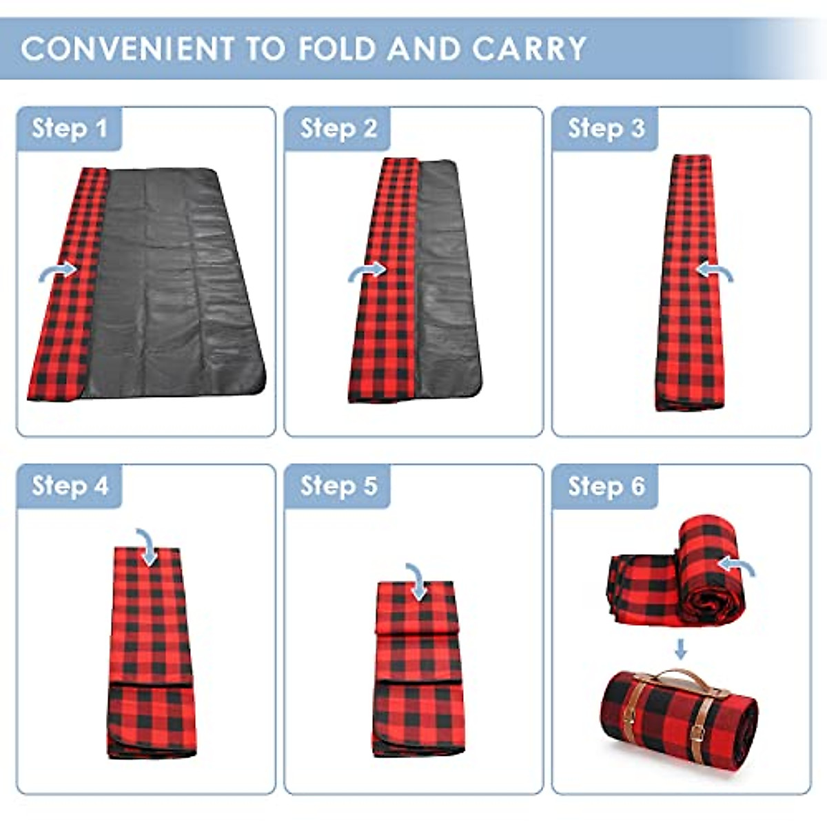 Extra Large 87'' X 67'' Picnic Blanket Waterproof, Portable Picnic Mat, Sandproof Beach Mat, Outdoor Rug for Camping, Red Checkered