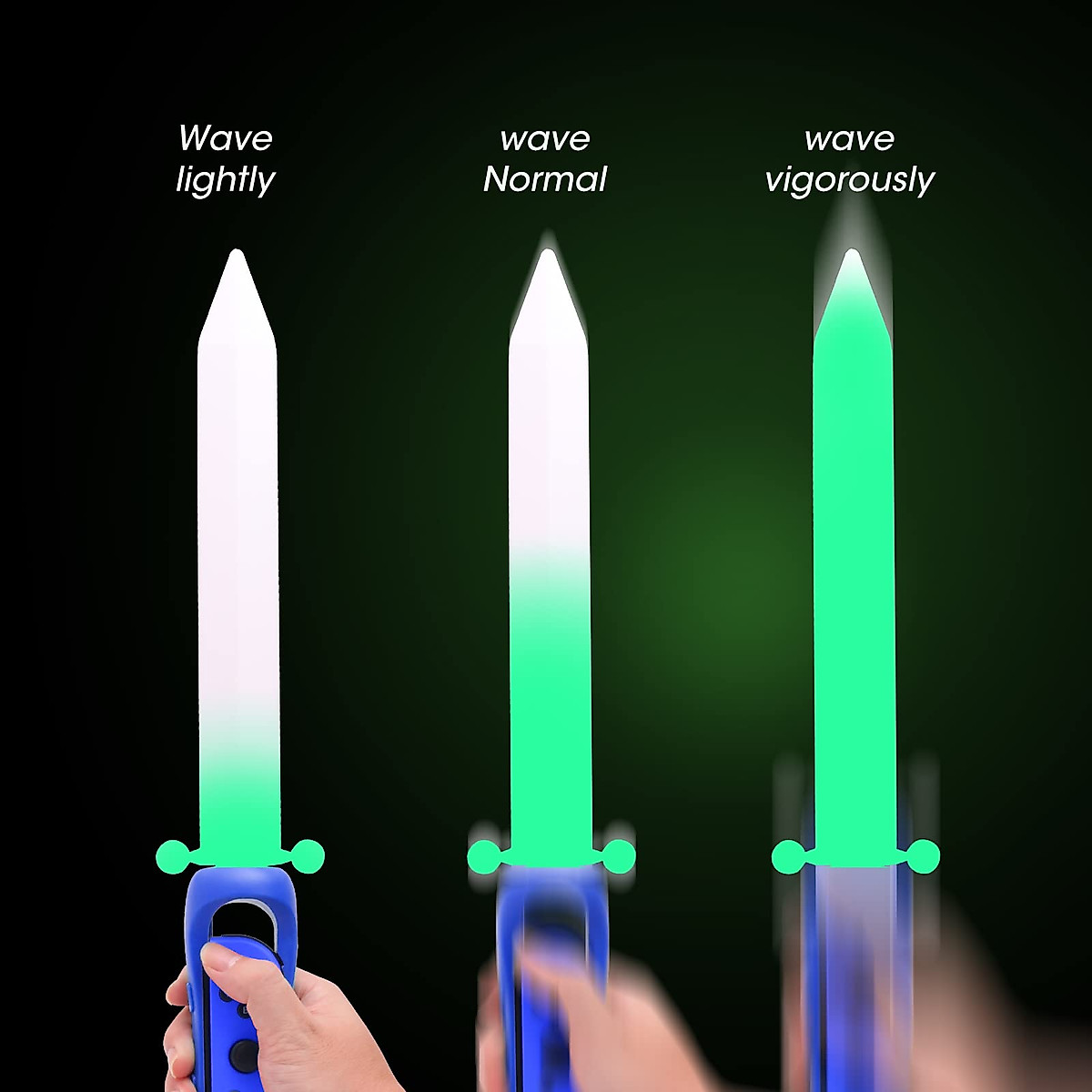 LED Game Sword for Nintendo Switch Joy-Con, Hand Grip for Skyward Sword Switch Game with Hand Strap - Dark Blue