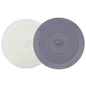 V-TOP Tub Stopper 2 Pack, 6 inches Large Silicone Drain Plug Hair Stopper Flat Suction Cover for Kitchen Bathroom Accessories and Laundry