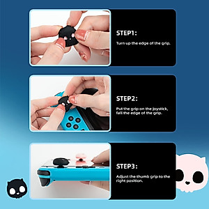 GeekShare Cute Silicone Joycon Thumb Grip Caps, Joystick Cover Compatible with Nintendo Switch / OLED / Switch Lite,4PCS -- Skull (Black & White)