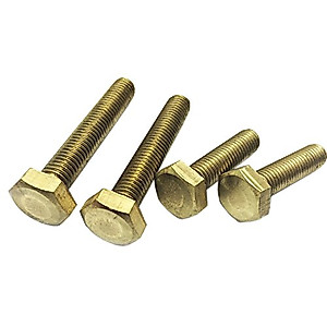 M6 x 10mm Brass Hex Head Screws/Bolts,Full Thread,Pack of 20-Piece