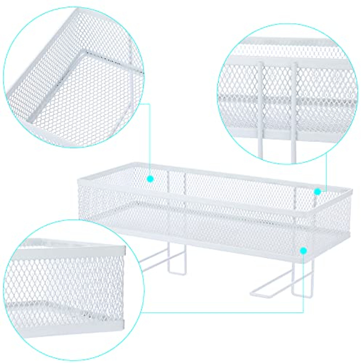 BSTKEY Metal Mesh Bathroom Over The Toilet Storage Shelf, Bathroom Storage Rack Toilet Tank Shelf Organizer with 2 Adhesive Hooks, Restroom Organizers Toilet Storage No Drilling Space Saver, White