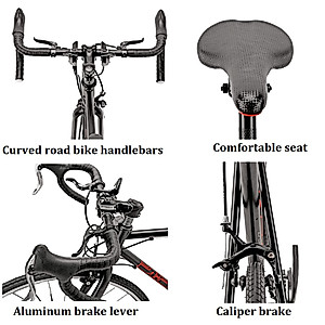 EUROBIKE XC560 Road Bike,21 Speed Street Bike for Men,54Cm Womens Road Bicycle,700C Racing Commuter Bike for Adults,Black
