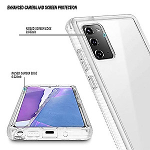 NZND Case for Samsung Galaxy Note 20/Note 20 5G with [Built-in Screen Protector], Full-Body Shockproof Protective Rugged Bumper Cover, Impact Resist Durable Phone Case (Clear)