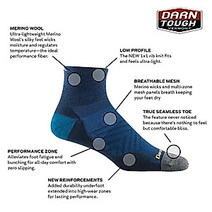 Darn Tough Men's 1/4 Ultra-Lightweight Run Sock (Style 1034) - Black, Large