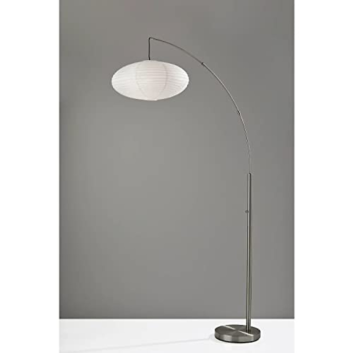 Adesso 5024-22 Corinne Arc Lamp, 80 in, 1 X 100W, Brushed Steel, 1 Floor Lamp
