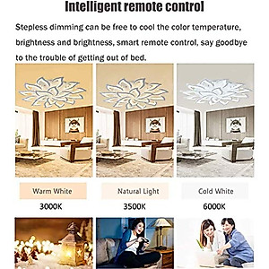 LED Dimmable Ceiling Light Modern Flower Shape Ceiling Lamp Fixture Living Room Bedroom Children's Room Flush Hanging Lamp Metal Acrylic Petal Ceiling Chandelier Lighting,10 Heads/ ø33.5″/88w