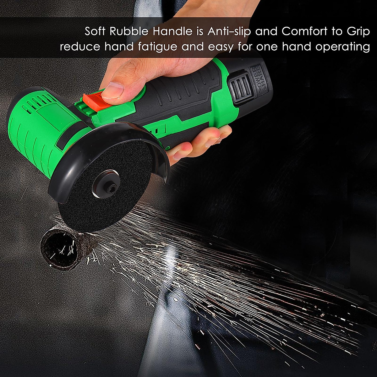 Cordless Angle Grinder, Weytoll 19500 rpm 12V Mini Angle Grinder,with 2 pcs Battery 2pcs Discs, for Plastic/Pipe/Drywall Cutting & Grinding