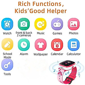 TOPUSER Game Smart Watch with 6 Puzzle Games 2 Way Phone Call Music Player Smartwatch Dual Camera Video Alarm Clock SOS Call Phone Watch Calculator Smart Watches Learning Toys for Birthday Gift
